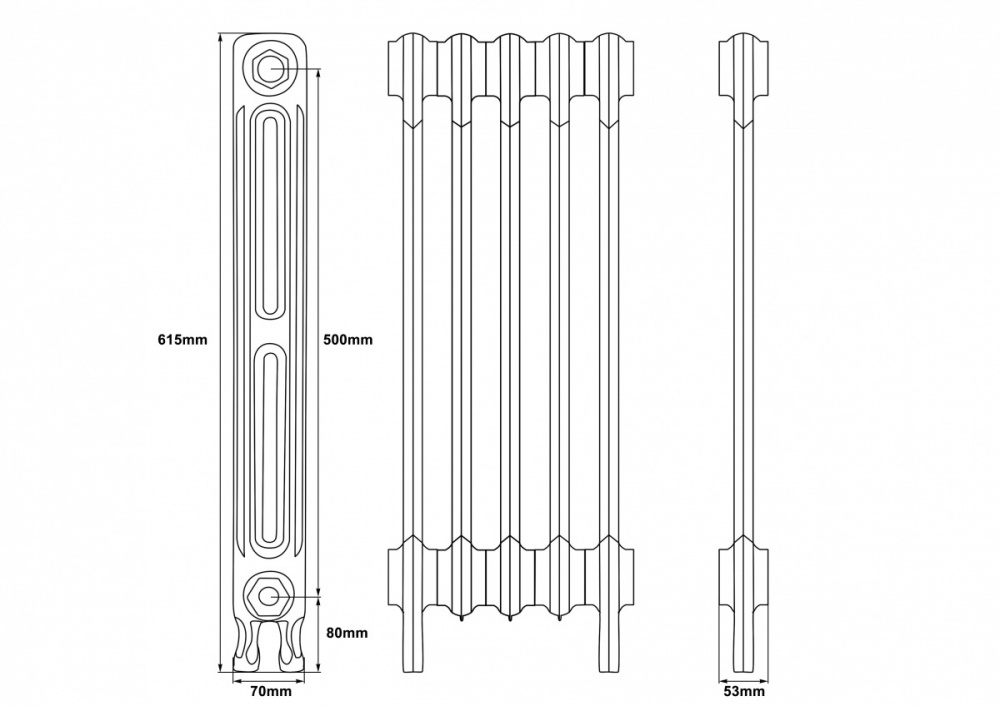 Victorian 2 Carron Cast Iron Radiator 615mm